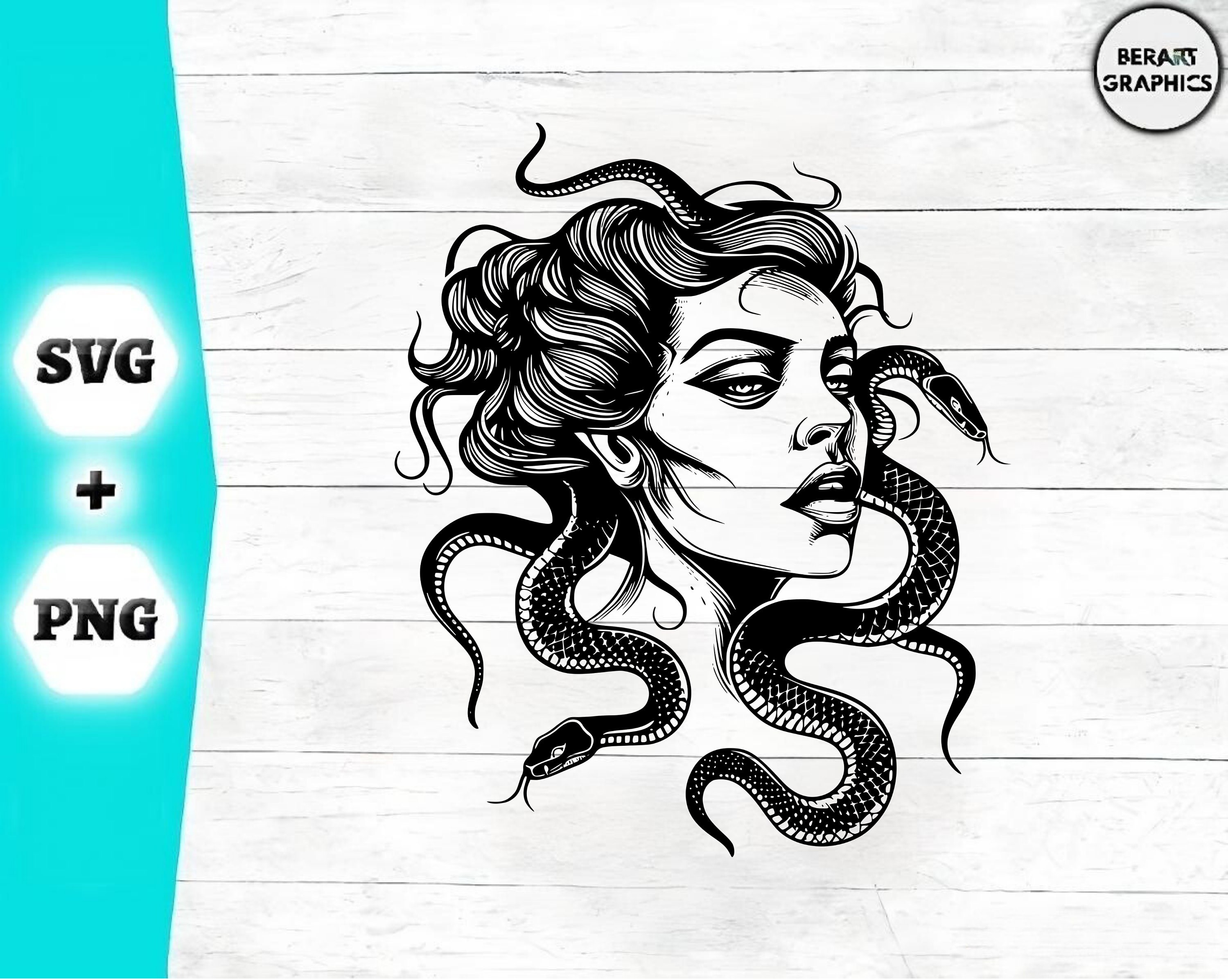 Medusa SVG PNG Print File, Medusa Svg Png, Medusa Silhouette Vector ...