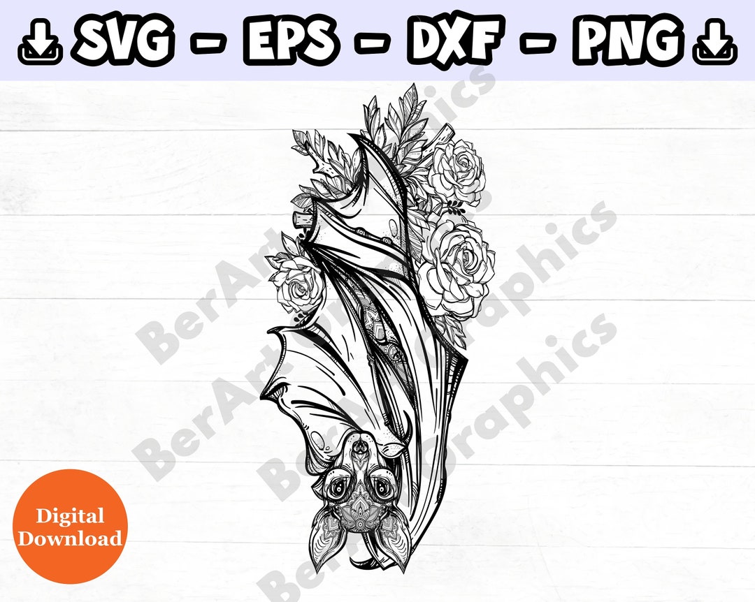 Flower Bat SVG, Bat Cut Files, Floral Bat Svg, Bat Clipart, Bat Cricut ...