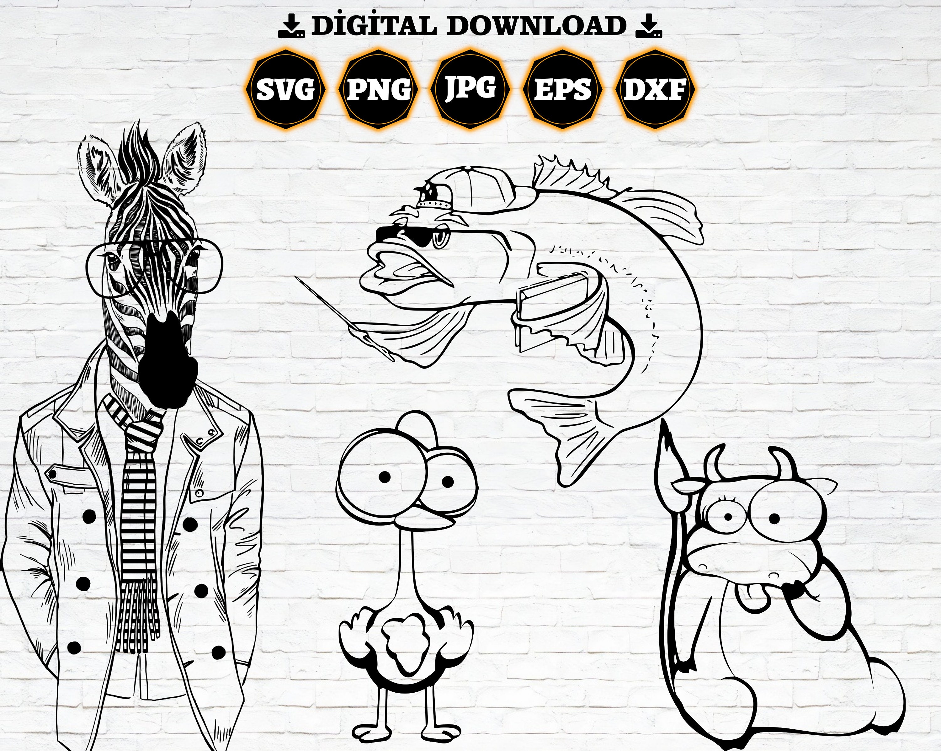 Funny Animals Svg Bundle Animals Clipart Svg Files for - Etsy