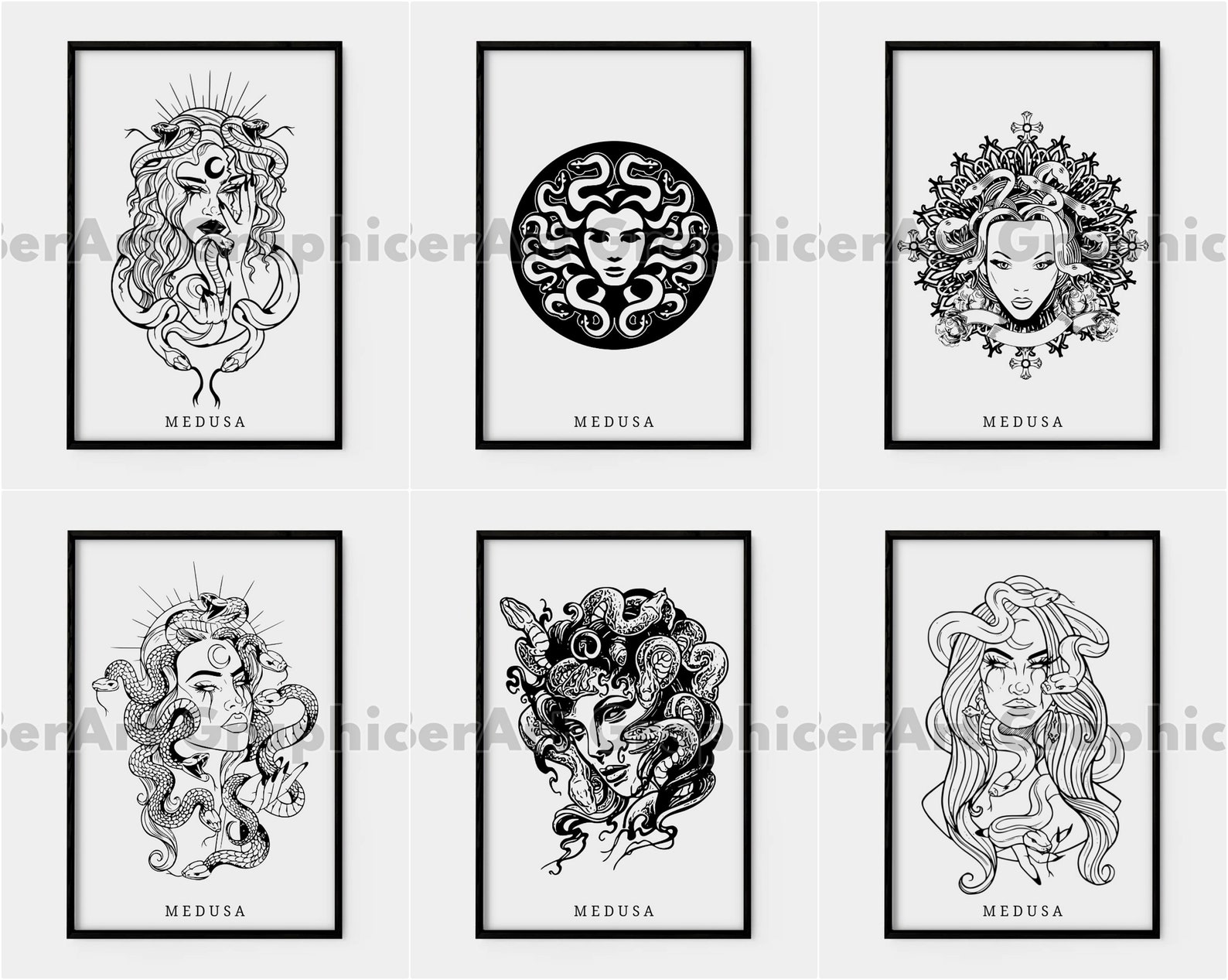 Medusa SVG Print File, Medusa Svg Bundle, Medusa Silhouette Vector ...