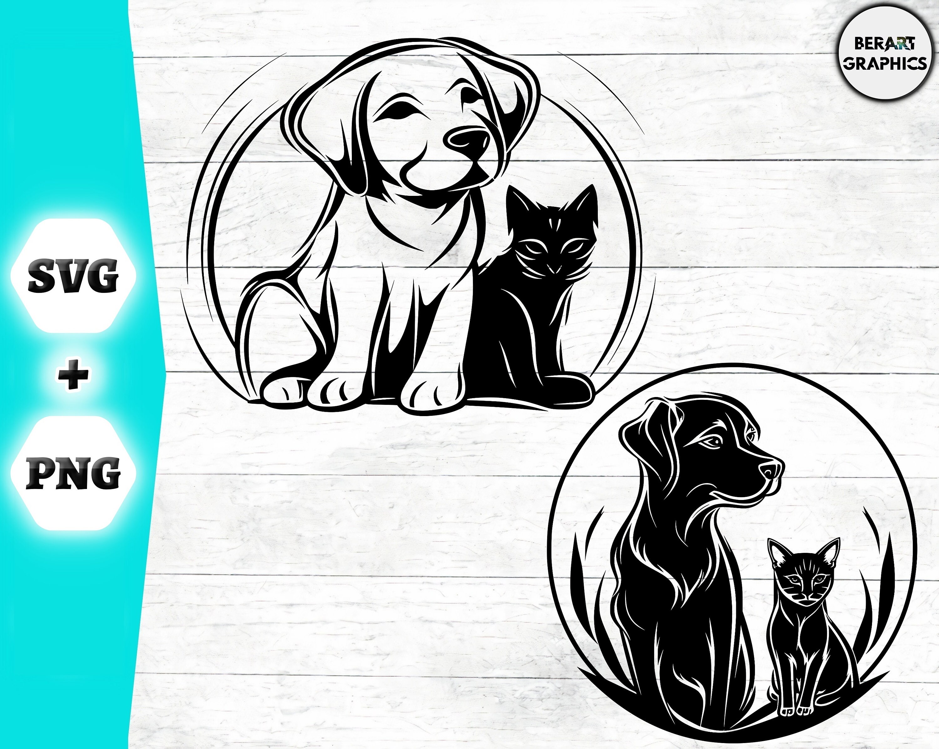 Dog and Cat SVG, Dog and Cat Clipart, Dog With Cat Svg, Dog and Cat ...