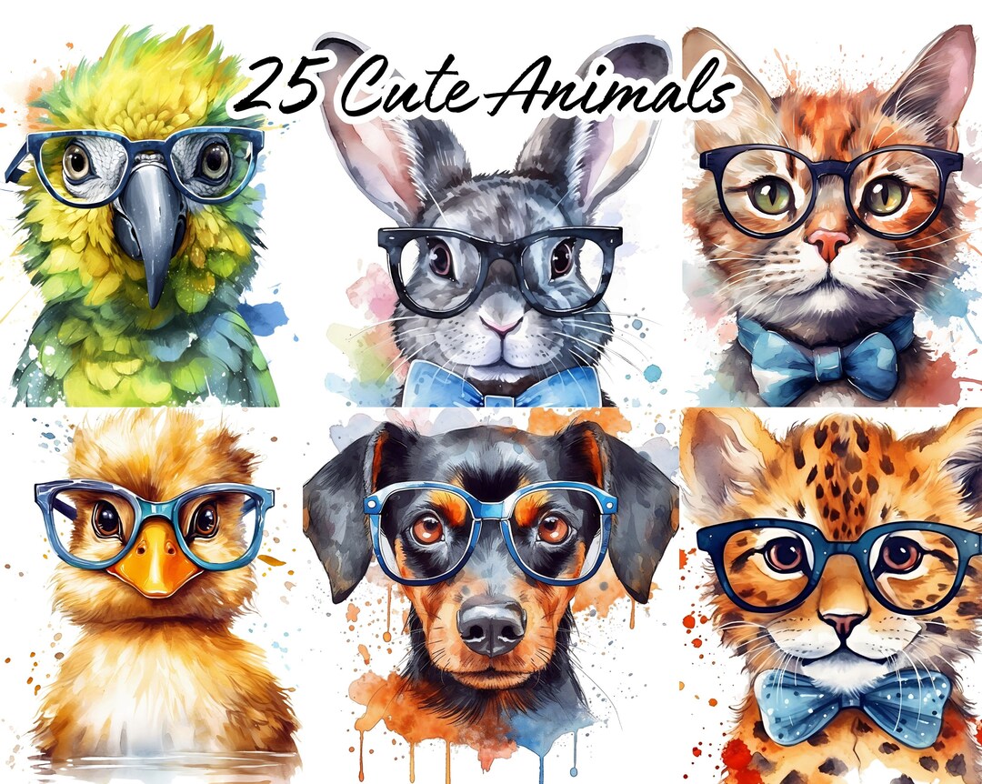 Cute Animals Watercolor Clipart, Digital Crafting, Paper Crafts, Cute ...