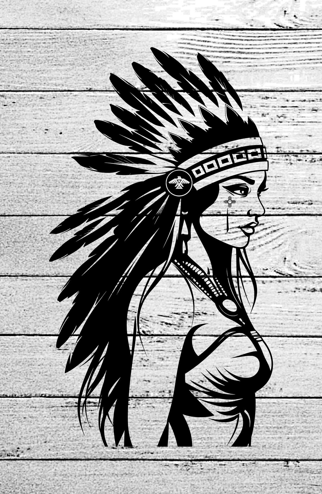 Native American Girl Indigenous Warrior Woman Figure SVG PNG Print and ...