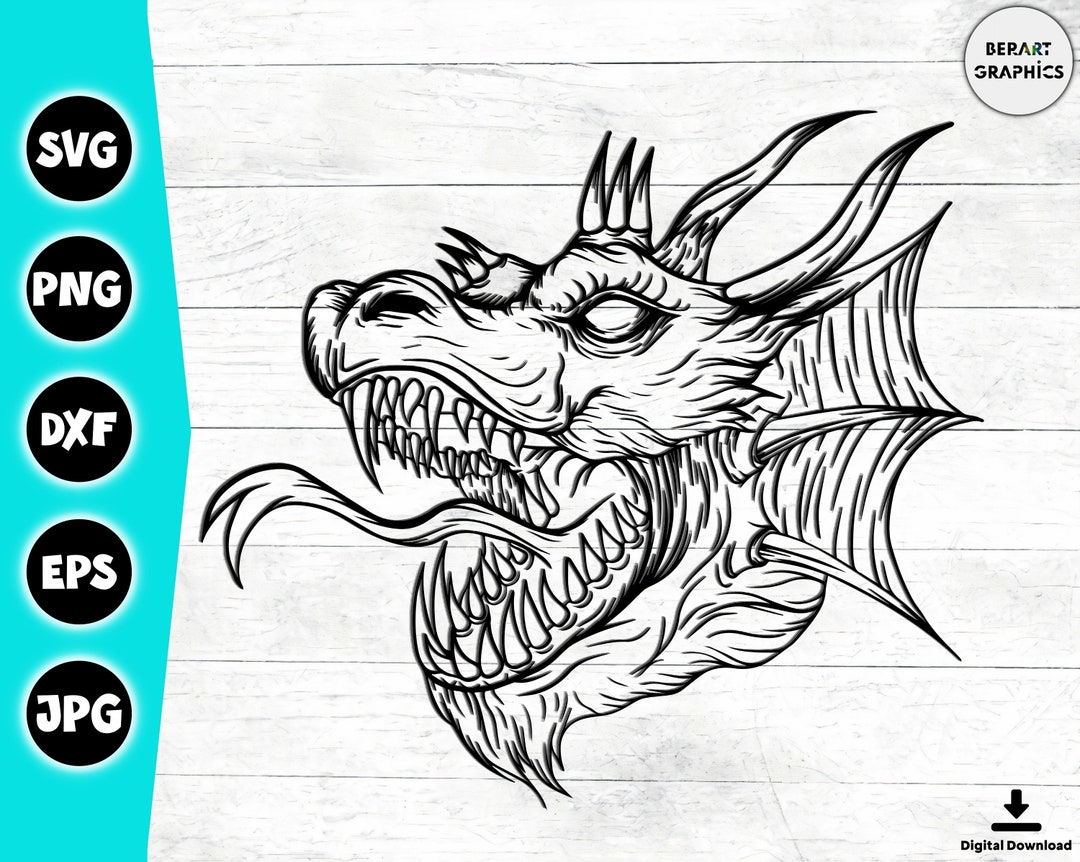 Dragon Svg File, Dragons Head, Dragon Clipart, Animal Svg, Dragon ...
