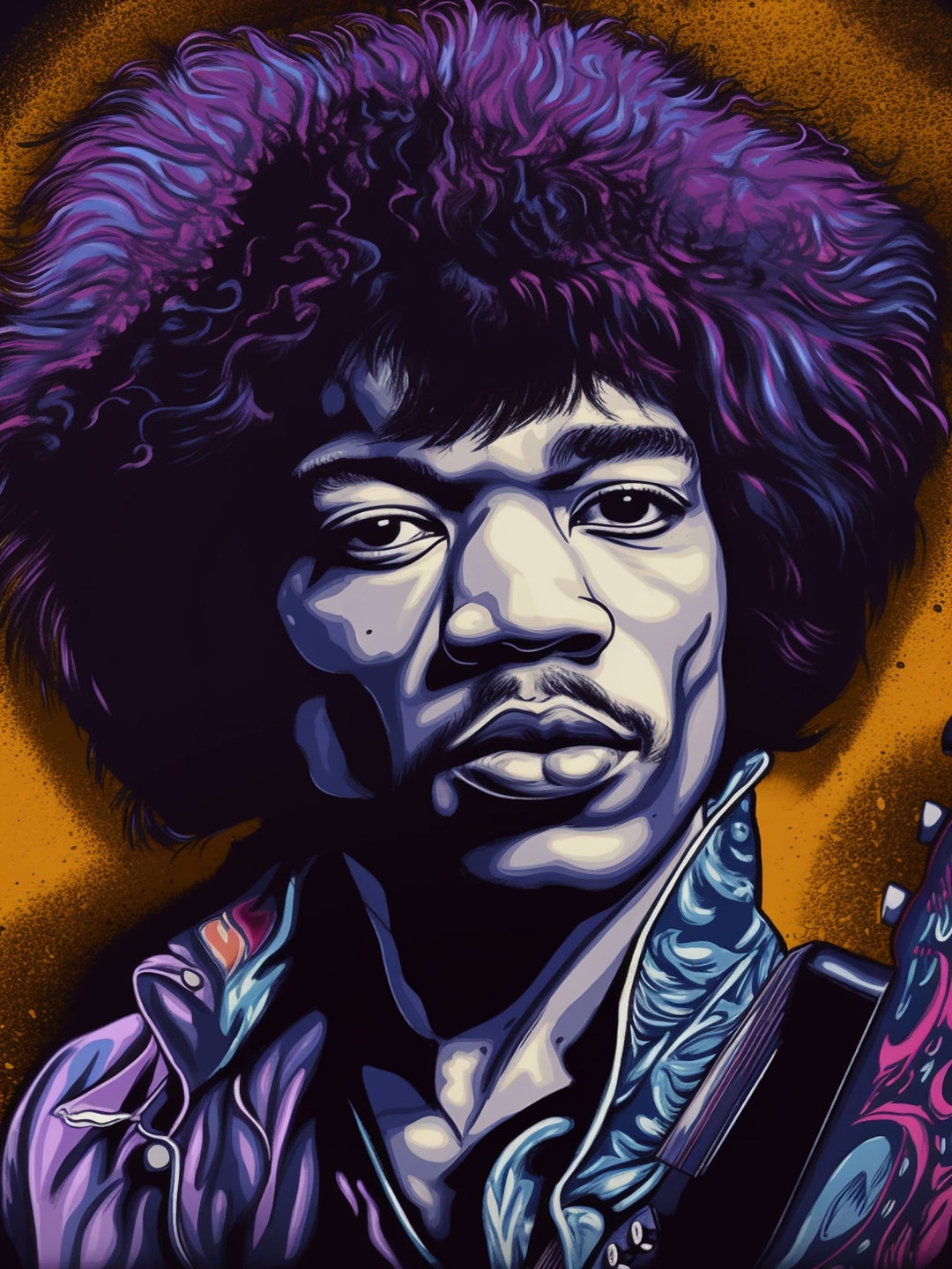Abstract Portrait of Jimi Hendrix - Digital AI Art Print - Etsy