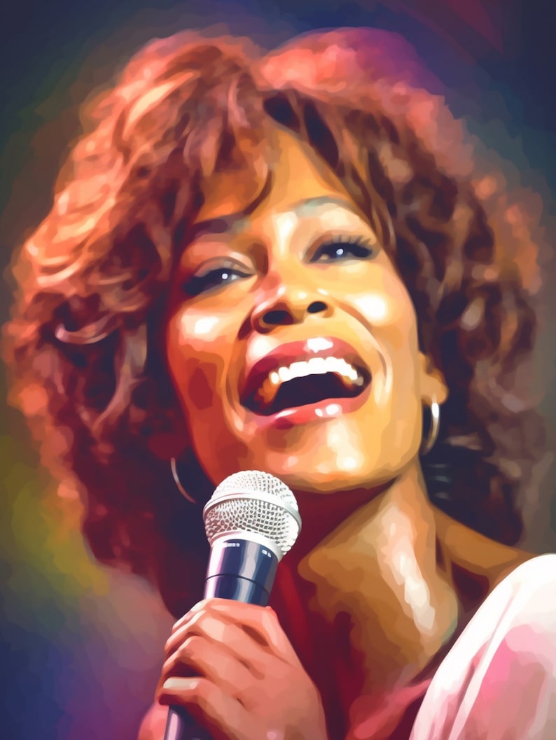 Whitney Houston AI Generated Digital Print - Trendy Abstract Portrait ...