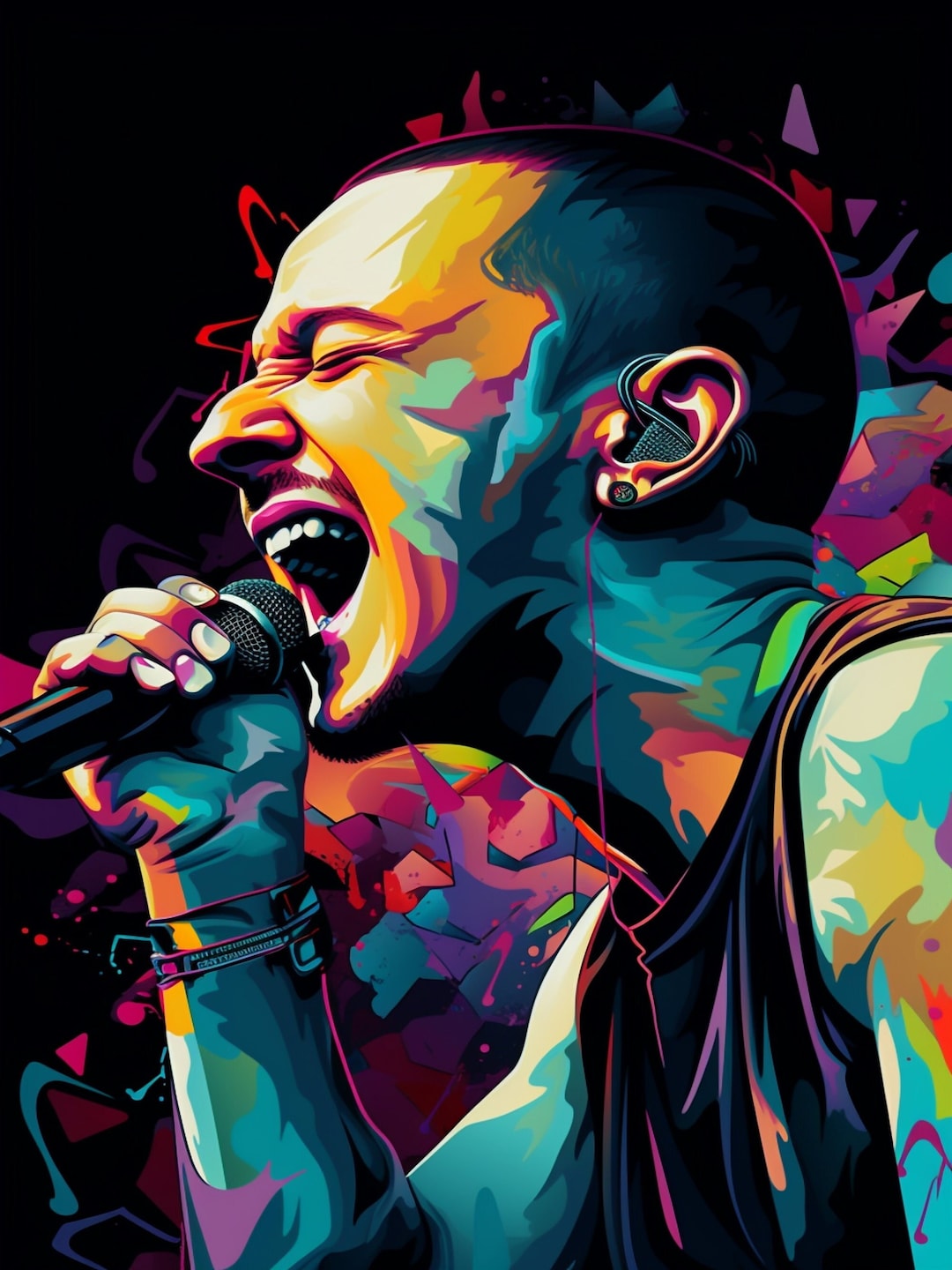 Abstract Portrait of Chester Bennington of Linkin Park - Digital AI Art ...