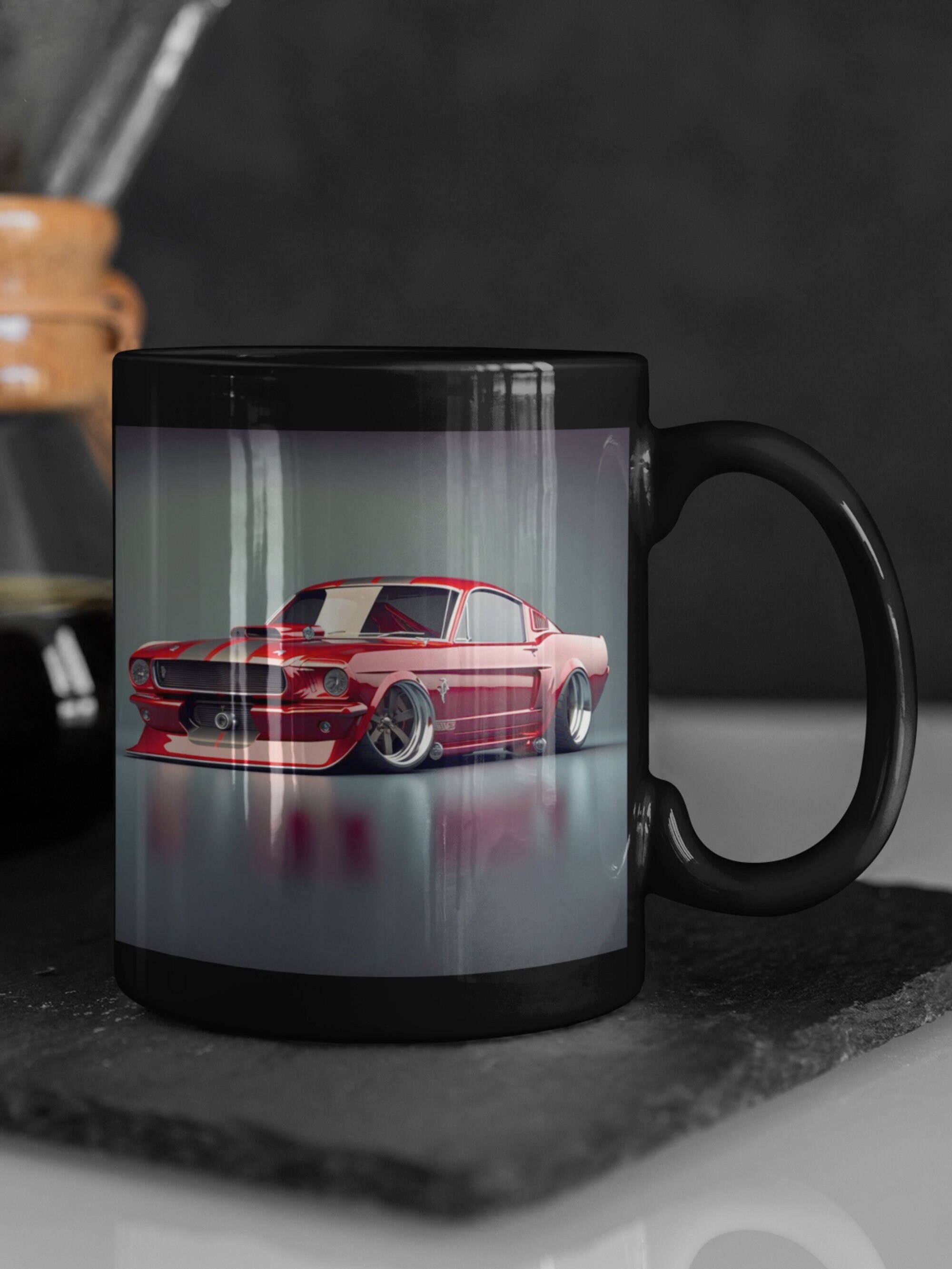 Black Coffee Mug With 66 Mustang Print - Perfect Mustang Gift for Car ...