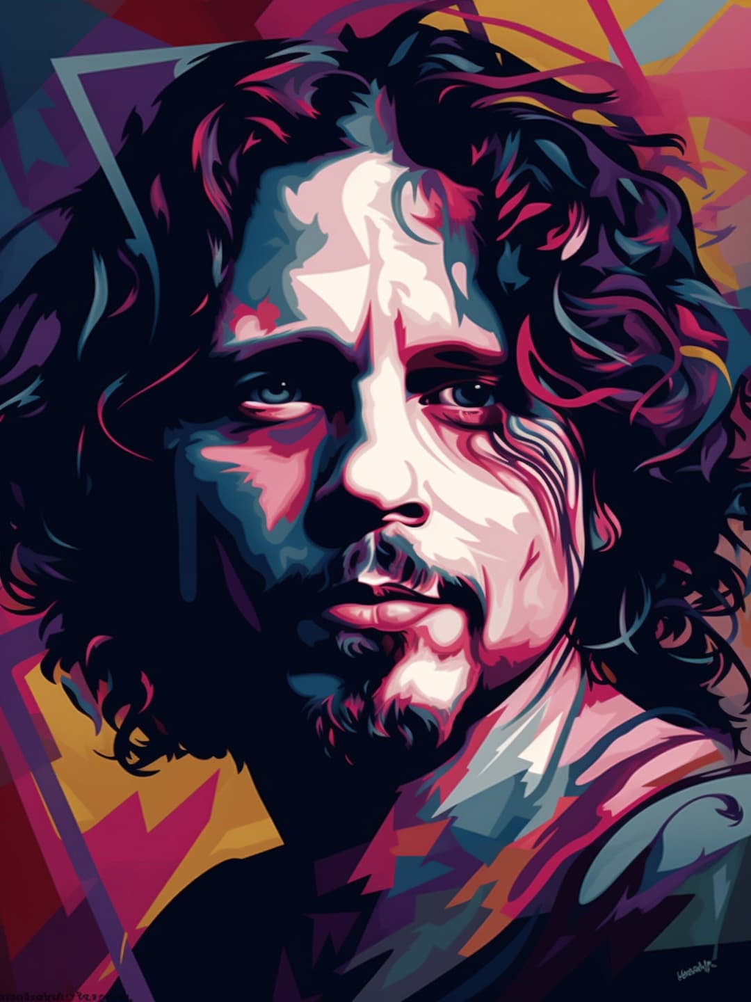 Abstract Portrait of Chris Cornell - Digital AI Art Print - Etsy