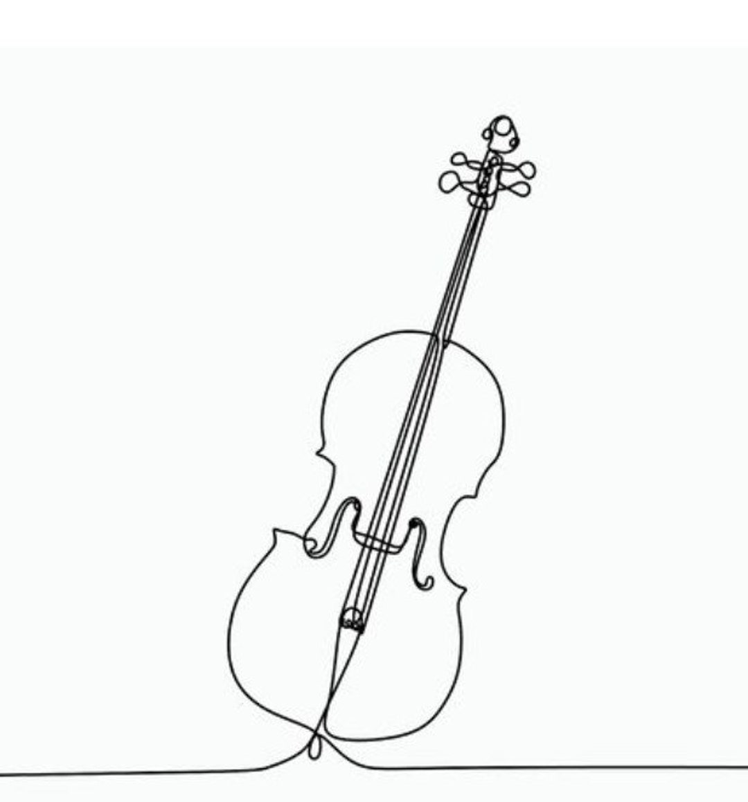 Single Line Drawing of a Cello. Classical Music Instrument for Jazz and ...