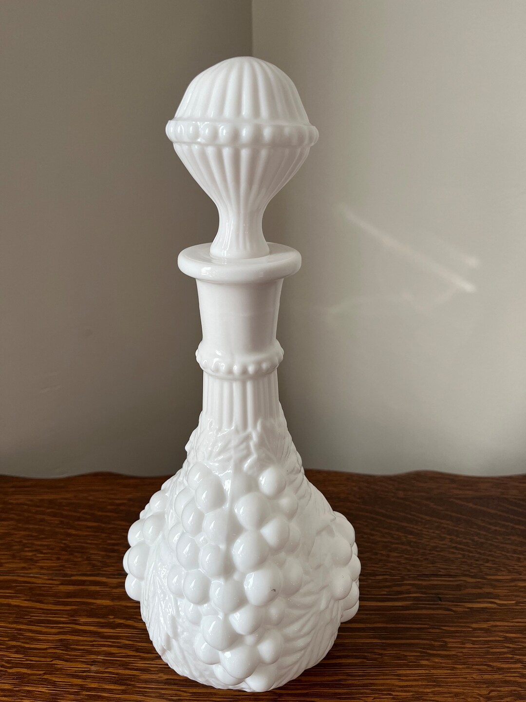 Vintage Imperial Glass Milk Glass Decanter - White Decanter With Grape ...