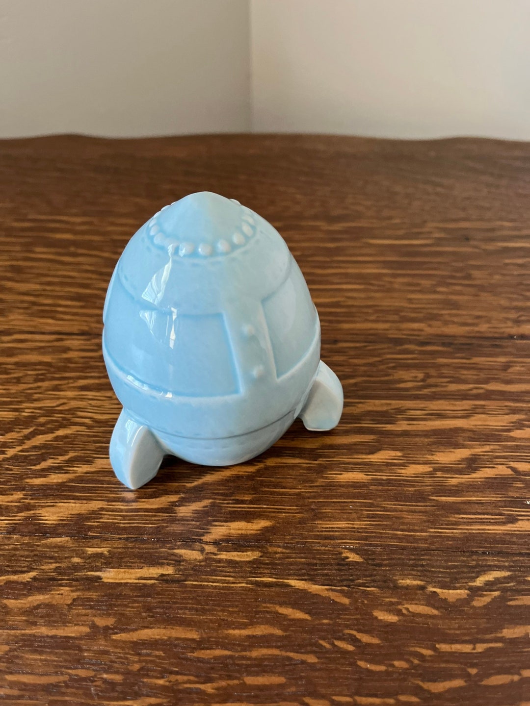 Vintage Ceramic Baby Blue Rocket Ship Figurine - Etsy