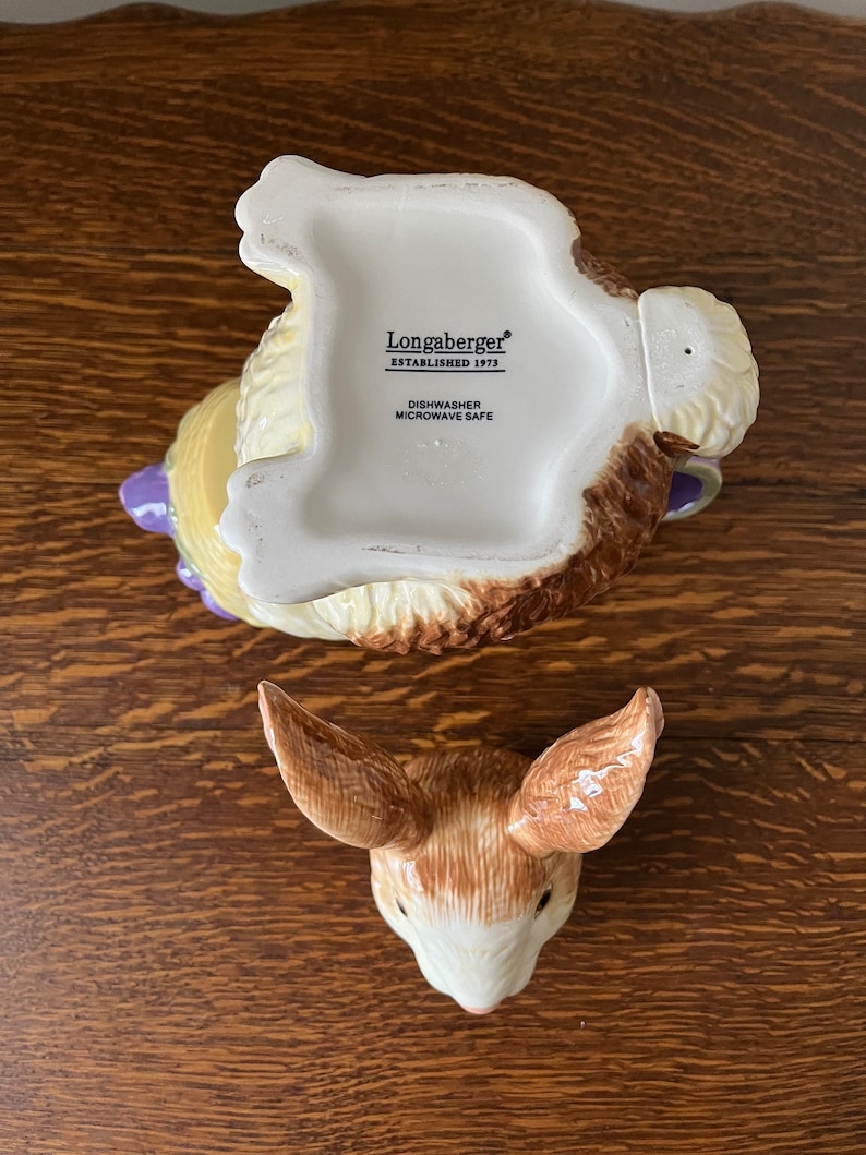 Longaberger Pottery Rabbit Teapot - Etsy