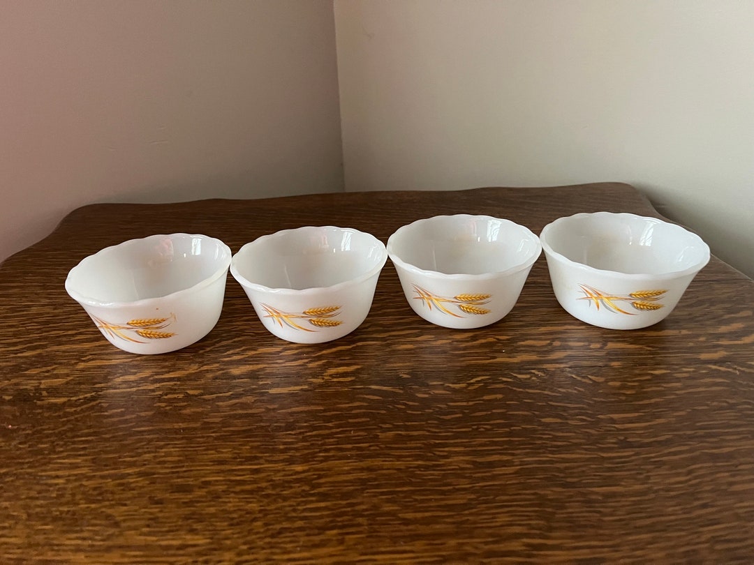 Vintage Fire King Golden Wheat Pattern Custard Cup Set of 4 - Etsy