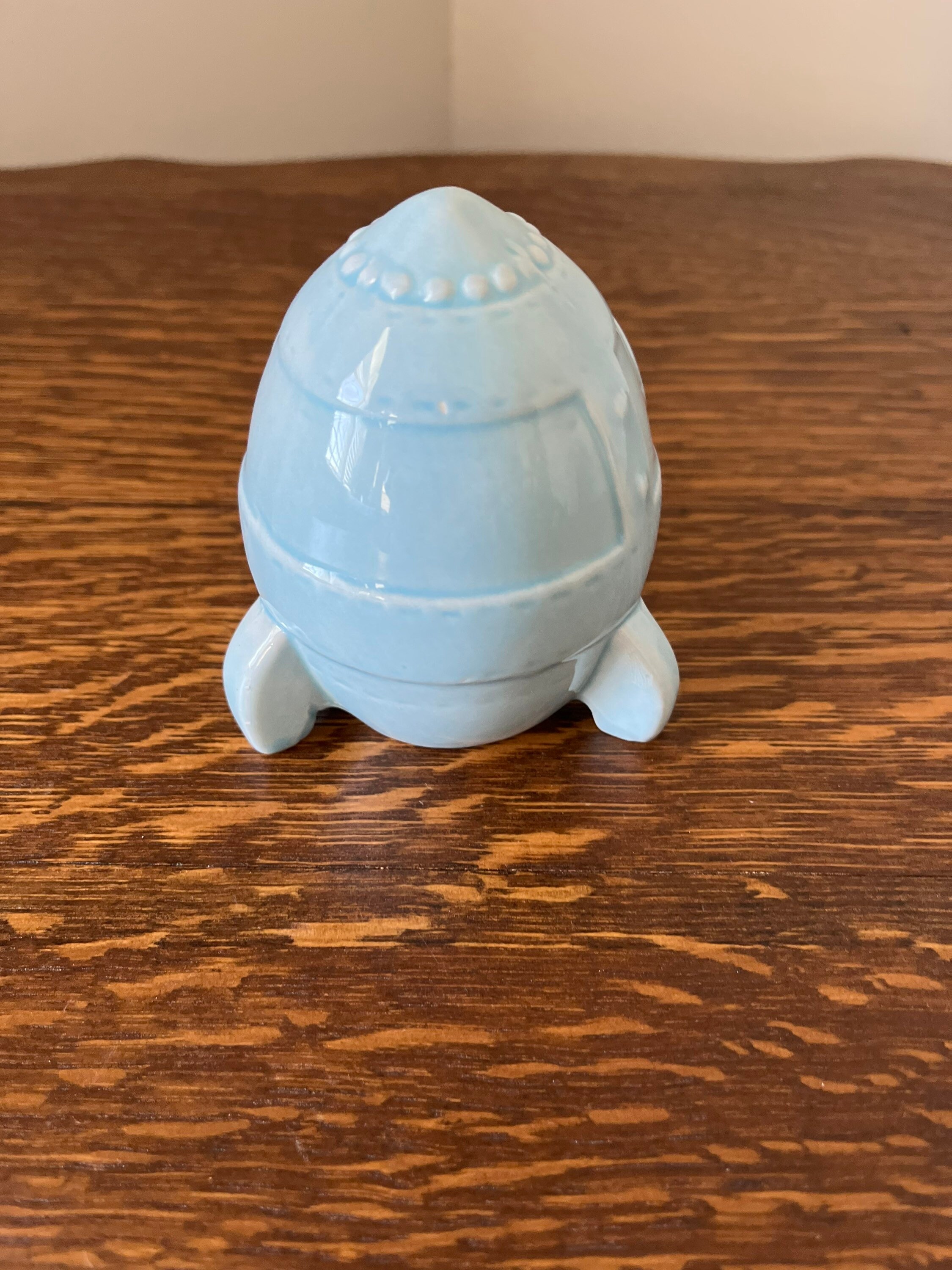 Vintage Ceramic Baby Blue Rocket Ship Figurine - Etsy