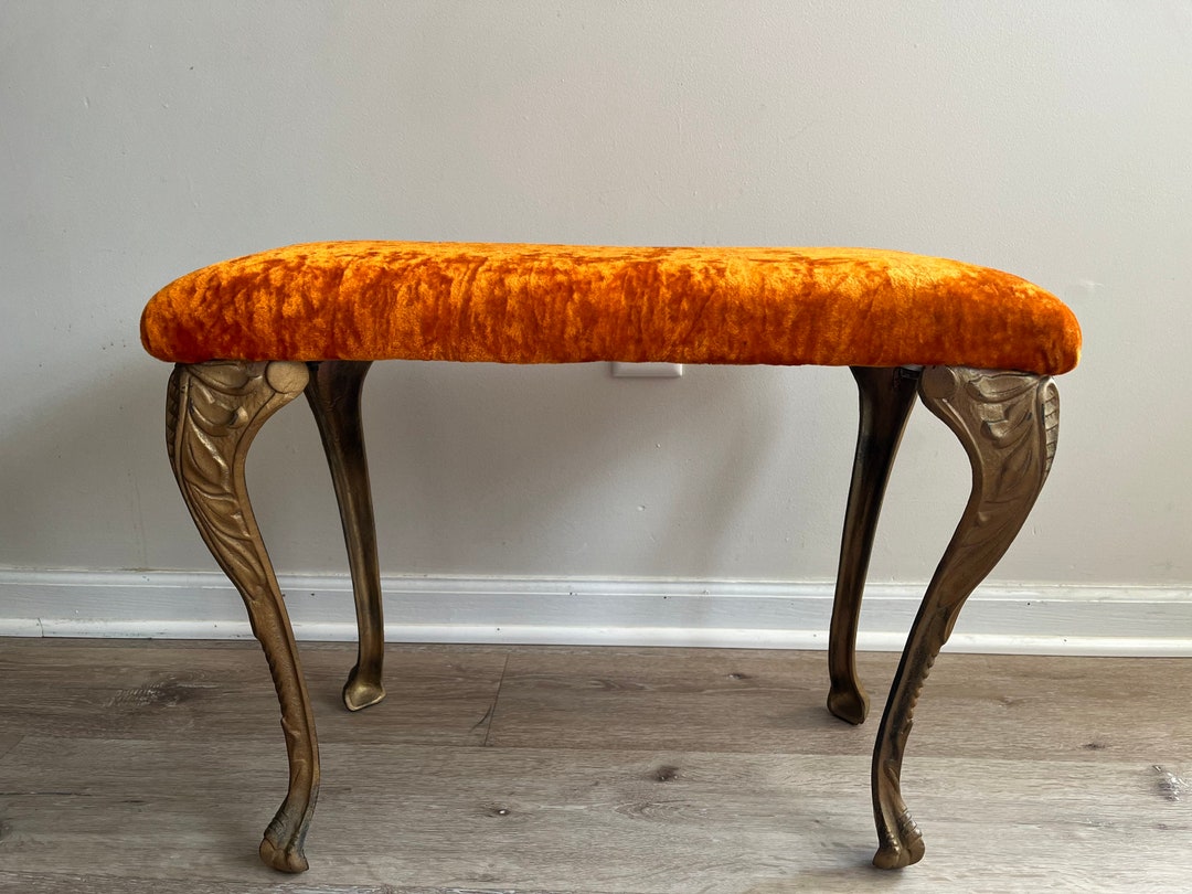 Vintage Rococo Style Iron Leg Vanity Bench: Elegant Seating for Your ...