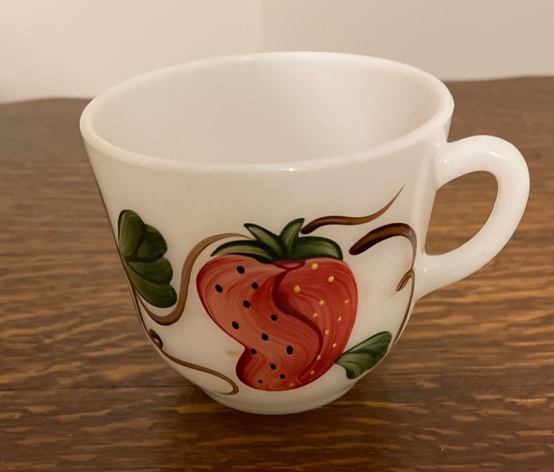 Vintage Arcopal Tea Cup With Strawberry Design - Etsy