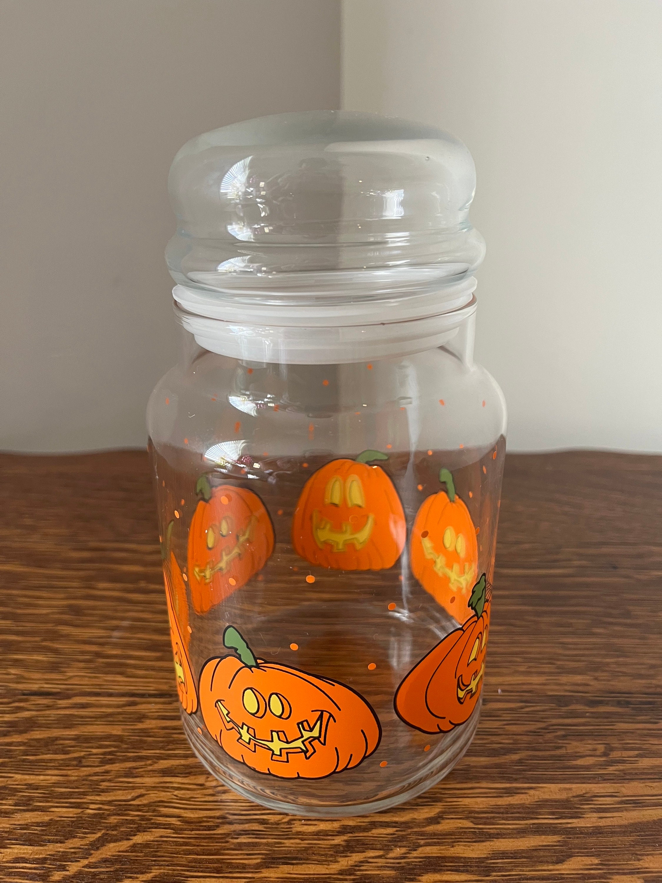 Vintage Libbey Glass Halloween Candy Jar With Smiling Pumpkins - Etsy
