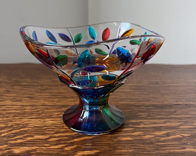 Vintage Murano Glass Tree of Life Compote Bowl - Hand-painted, Made in ...