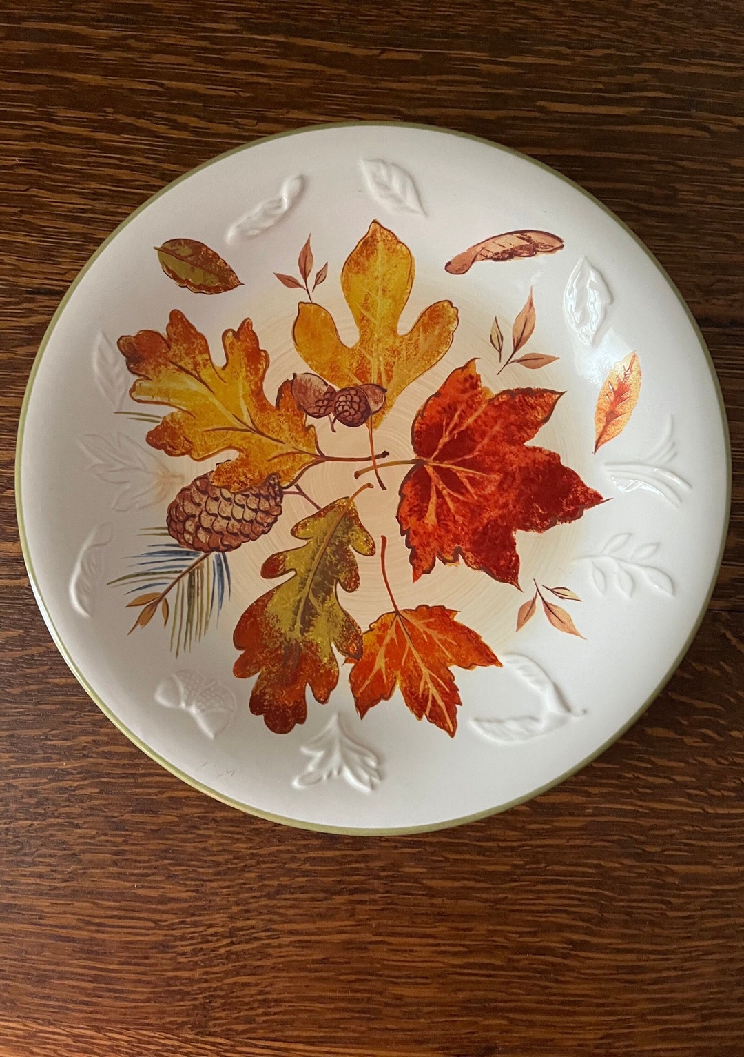 Longaberger Pottery Fall Foliage 9" Plate - Autumn Leaves Design ...