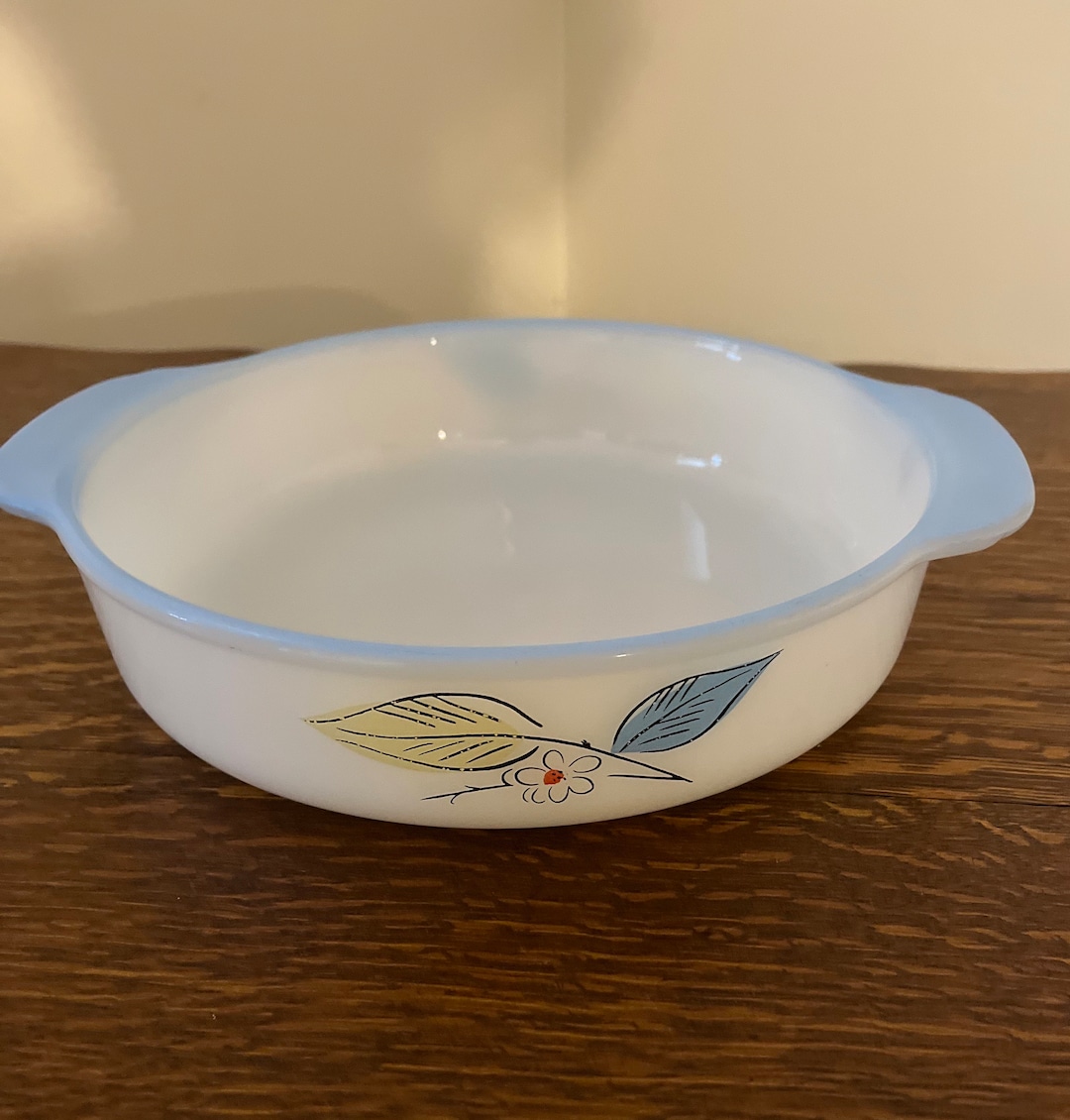 Vintage Fire King Biscayne Blue and Gold Leaf Baking Dish | 8" - Etsy