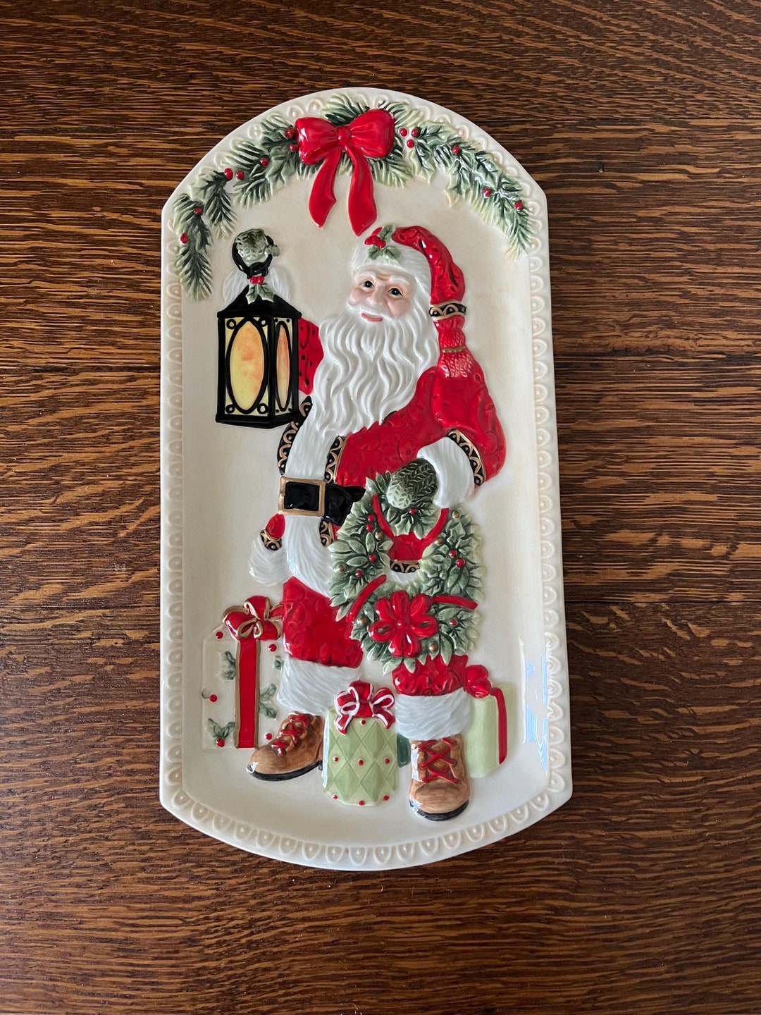 Fitz & Floyd Yuletide Traditions Santa Elongated Tray - Christmas ...
