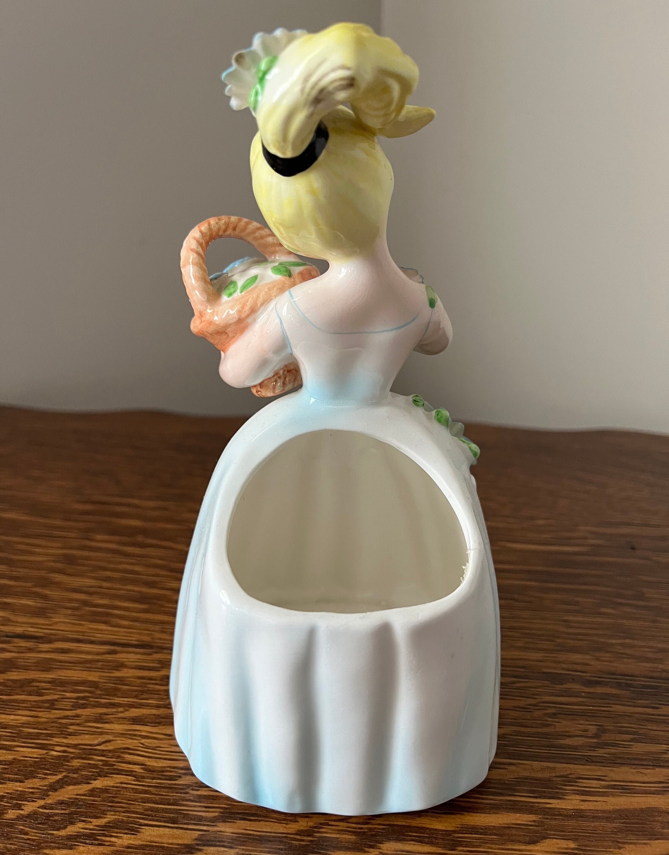 1950 Enesco Ceramic Planter Young Girl in Blue Dress With Basket, 3D ...