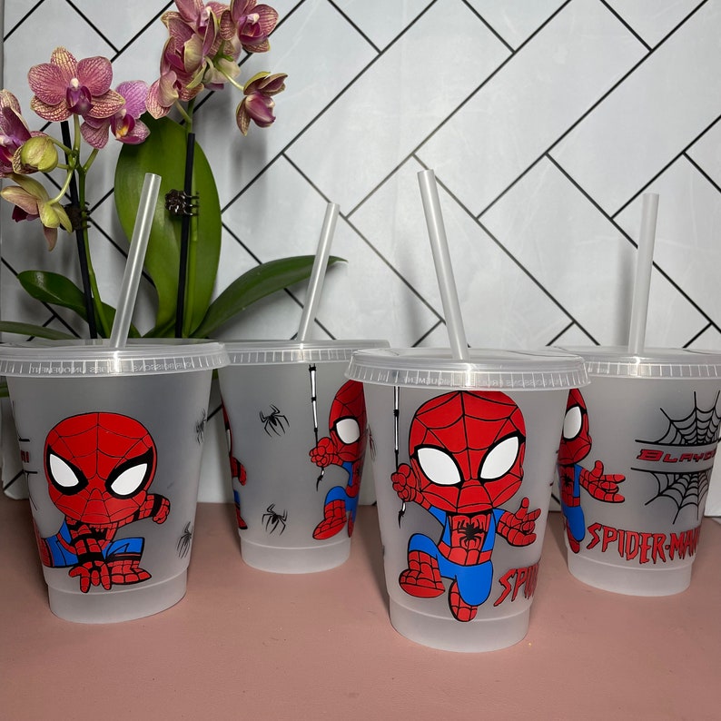 Spider-man 16oz Custom Cold Cup, Spider-man Kids Cups, Birthday Cups ...