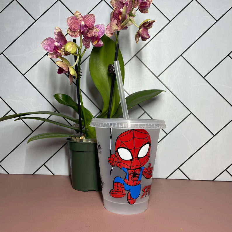Spider-man 16oz Custom Cold Cup, Spider-man Kids Cups, Birthday Cups ...