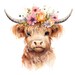 Highland Cow With Wildflowers (PNG Digital Download) | Clipart Highland ...