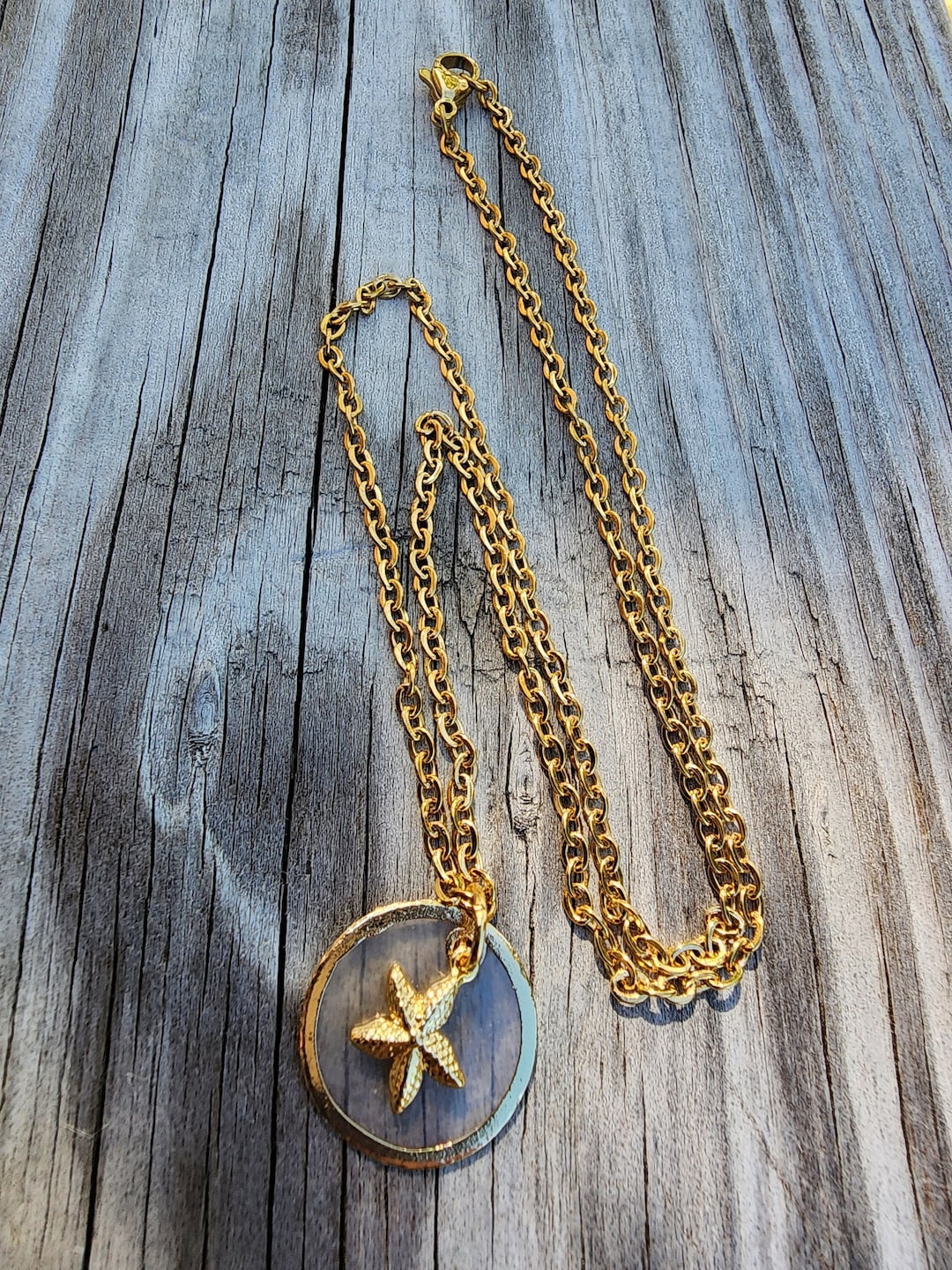 Dainty Starfish Capiz Shell Necklace on Gold Chain - Etsy