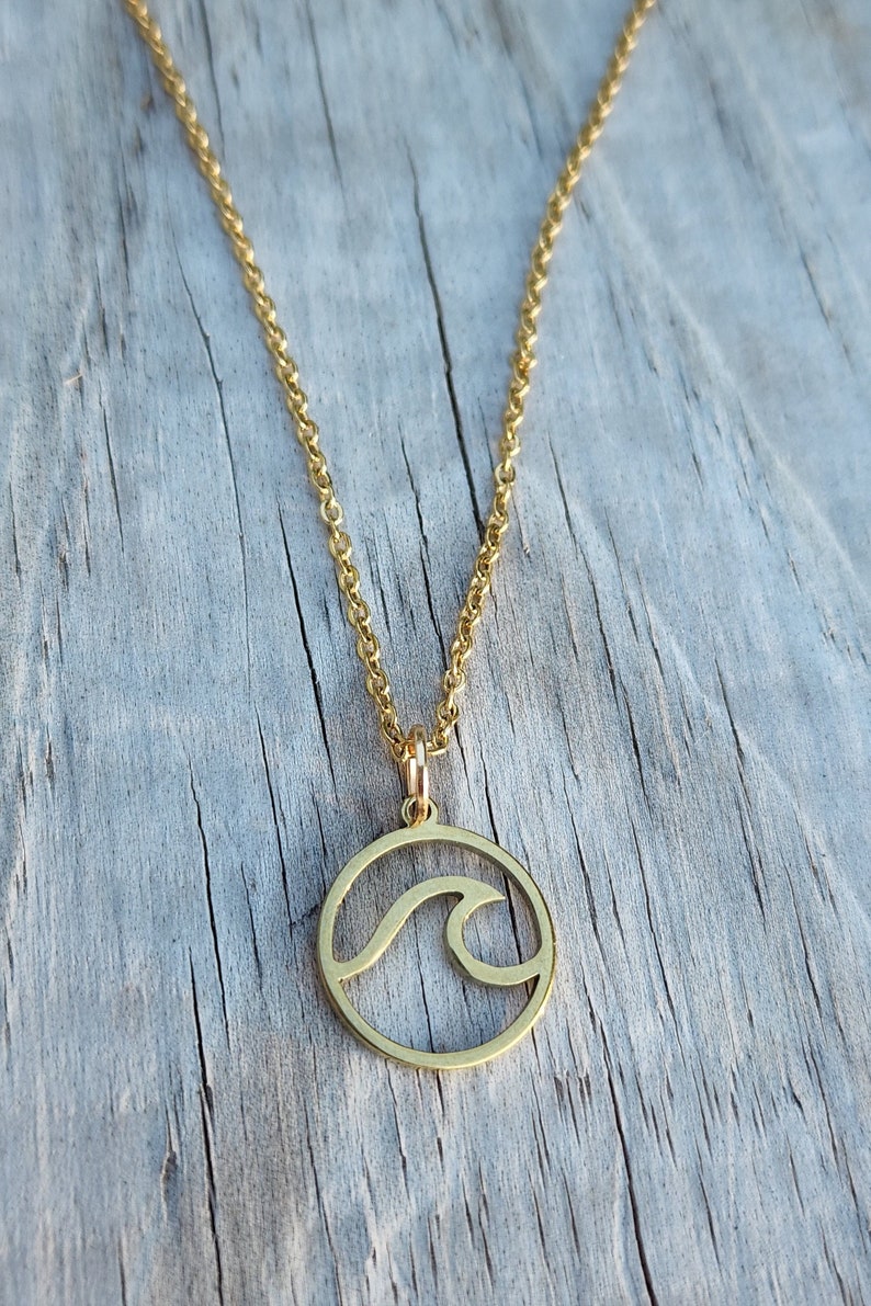 Gold Stainless Steel Wave Necklace - Etsy