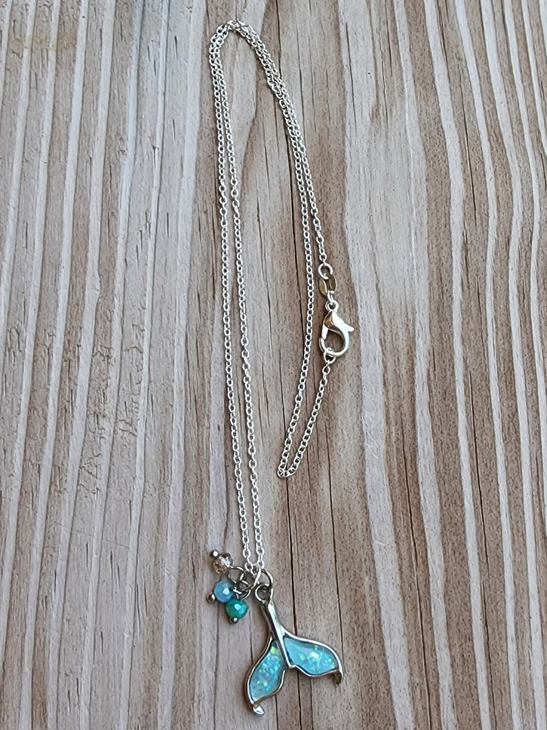 Silver Mermaid Tail Pendant Necklace W/ Crystal Charms - Etsy