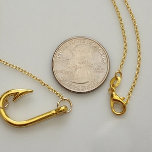 Gold Sideways Fishing Fish Hook Necklace on 16 Chain - Etsy