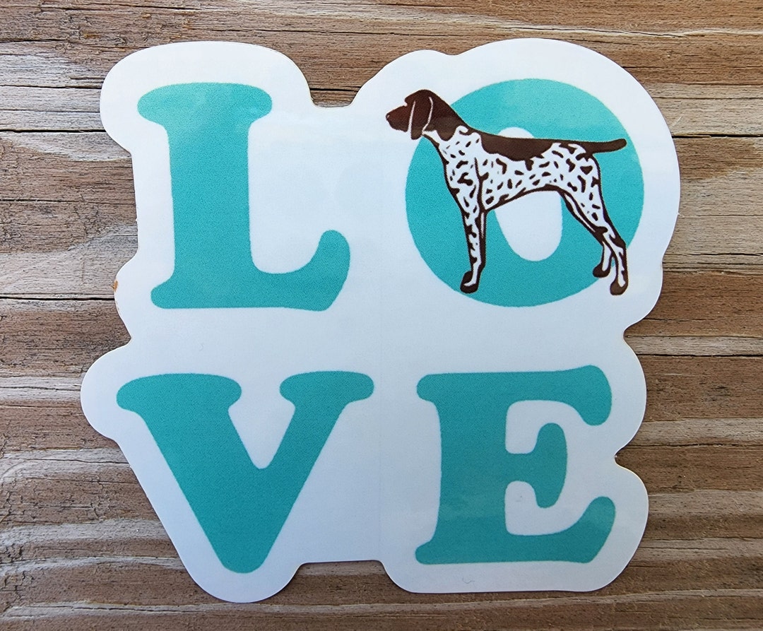 GSP LOVE 3 X 3 Teal Aqua Sticker Decal - I Love My German Shorthaired ...