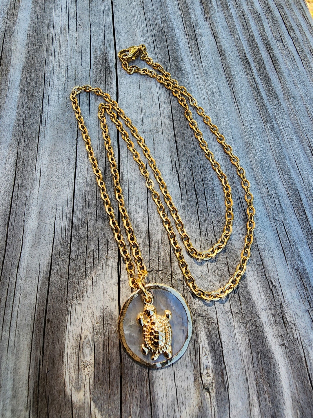 Dainty Gold Turtle Capiz Shell Necklace on Gold Chain - Etsy
