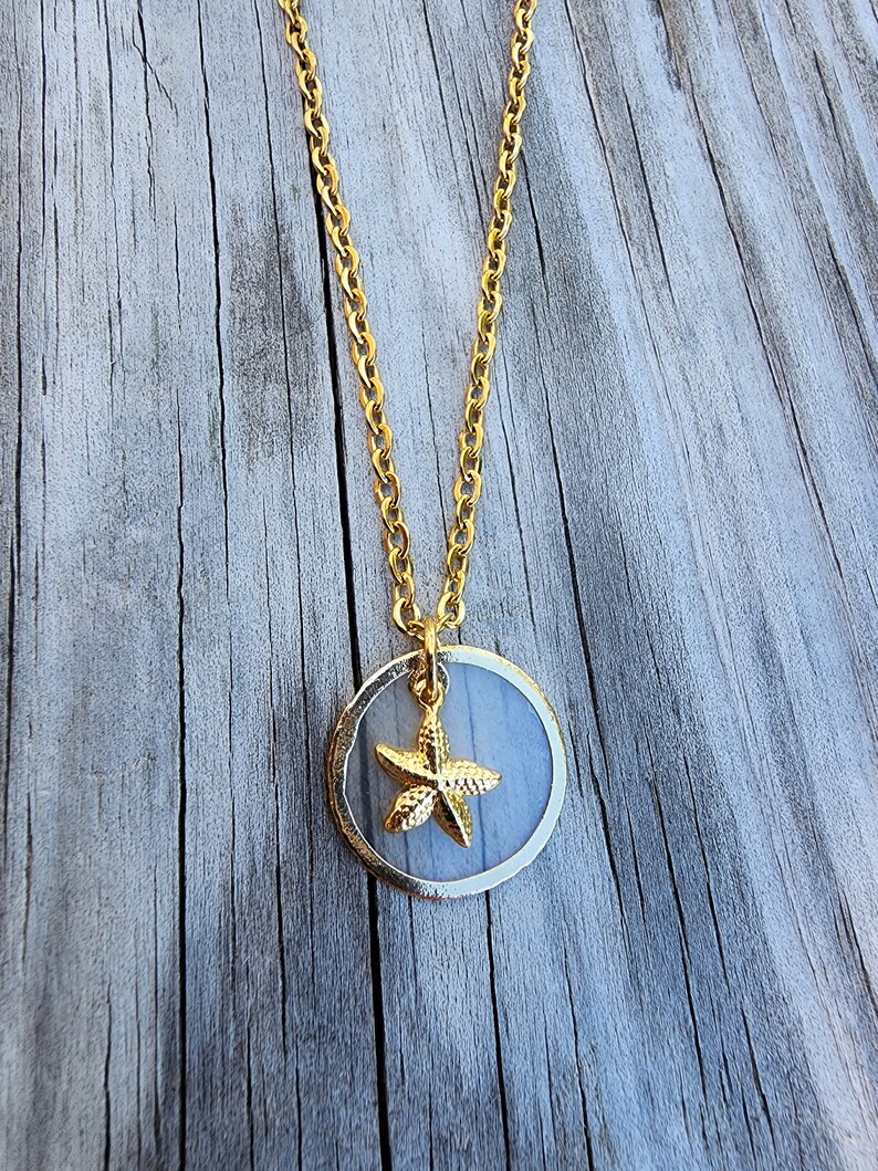 Dainty Starfish Capiz Shell Necklace on Gold Chain - Etsy
