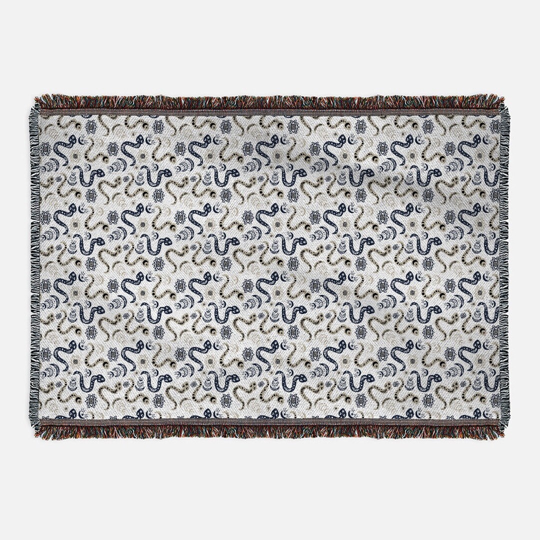 Mystical Evil Eye Snake Boho Blanket Soft-touch (woven) Fringed Woven ...