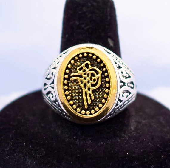 Vintage Gothic Ottoman Tughra Turkish Seal Ring - S13 - Gem