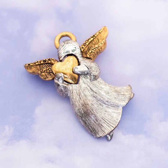 Vintage Mid-century Signed LC Two Tone Angle Brooch by Liz - Etsy