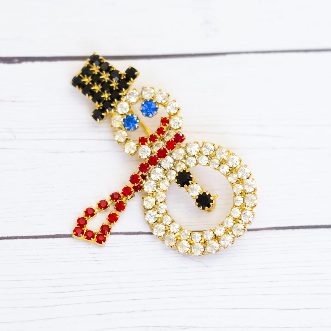 Vintage Rhinestone Snowman Rings Adorable Brooch S29 - Etsy