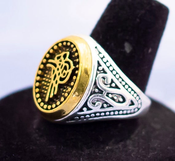 Vintage Gothic Ottoman Tughra Turkish Seal Ring - S13 - Gem