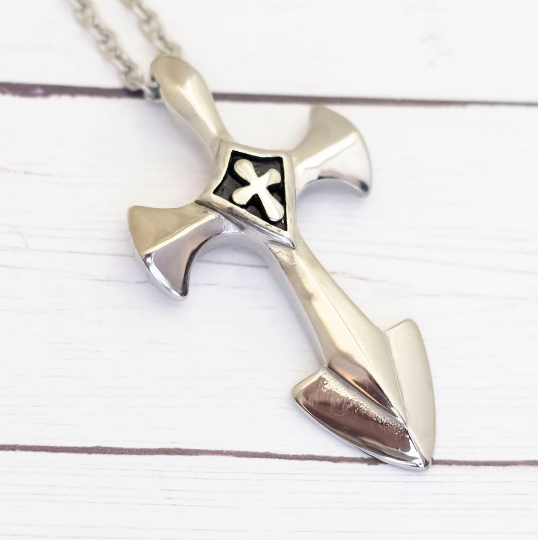 22 Inch, Vintage Sharp Cross Celtic Silver Tone Necklace - S30 - Etsy