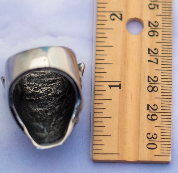 Vintage Gothic Silver Monster Head Ring - S25 - Gem