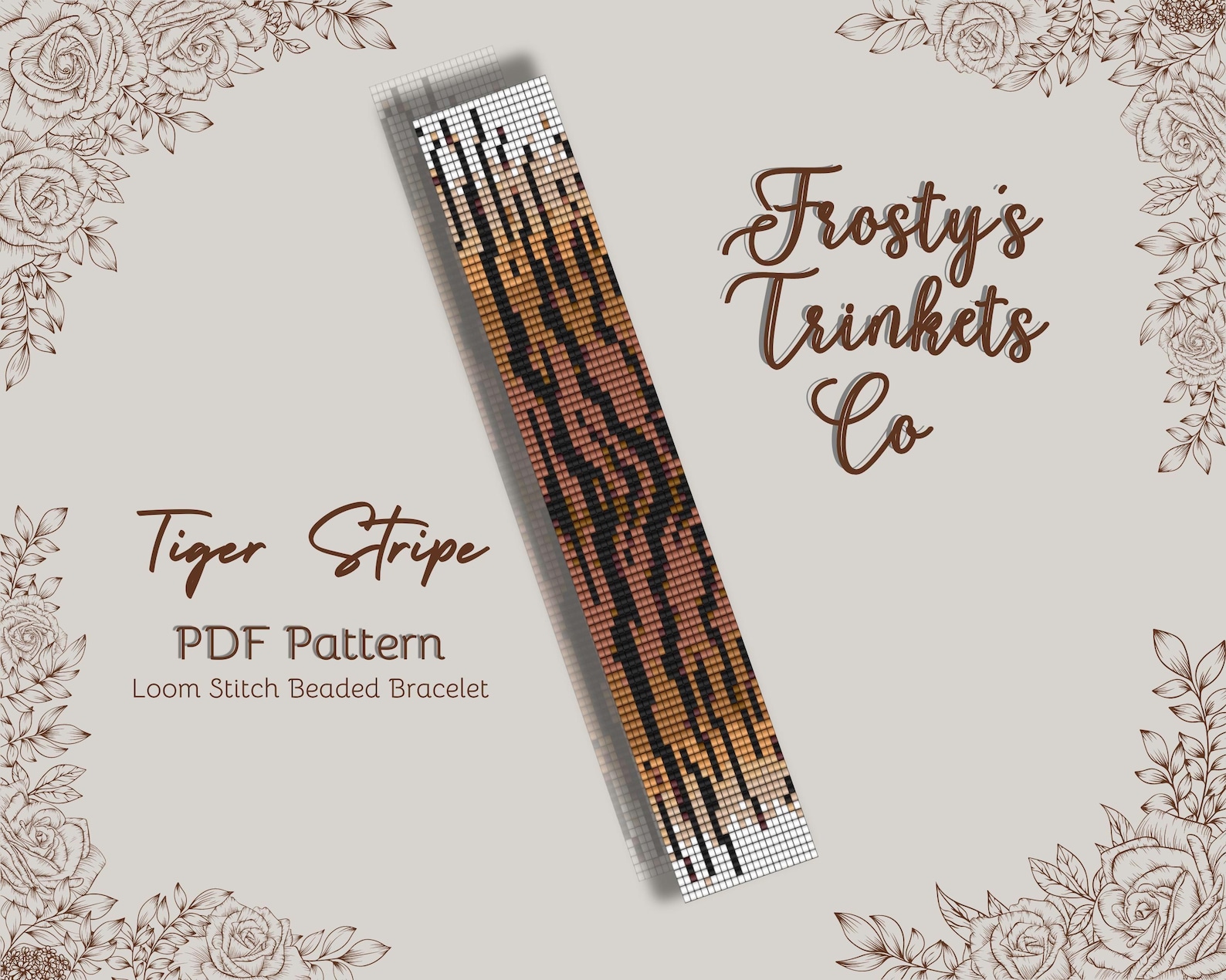 Tiger Print Loom Beaded Bracelet Pattern | Animal Print Inspired ...