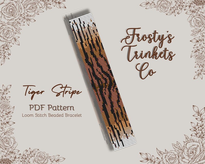 Tiger Print Loom Beaded Bracelet Pattern | Animal Print Inspired ...