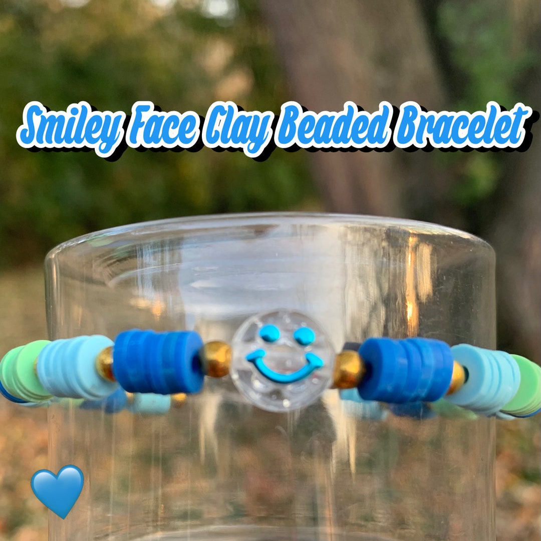 Smiley Face Clay Beaded Bracelet - Etsy