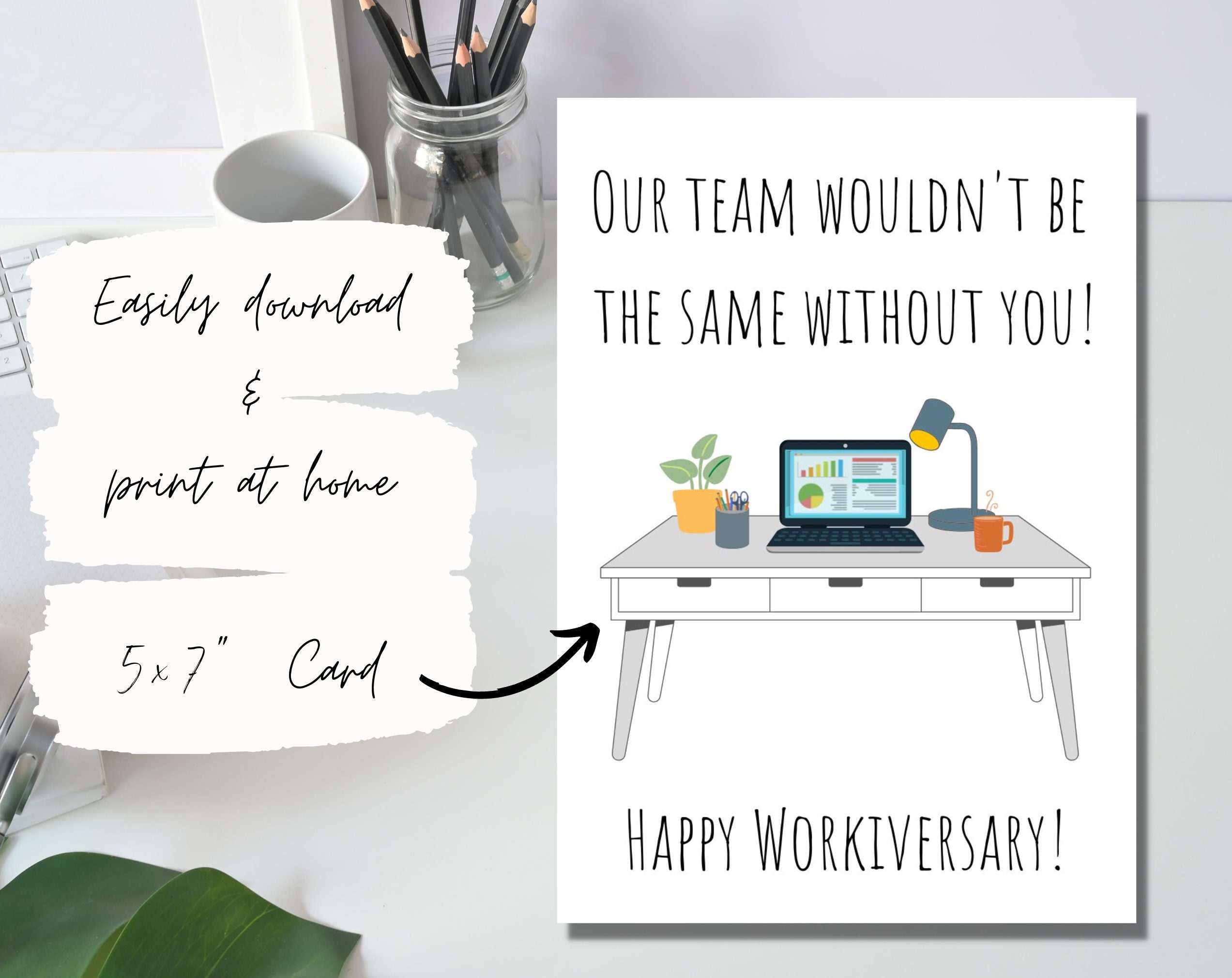 Happy Workiversary, Coworker Office Card, 5x7 Inch Digital Download ...