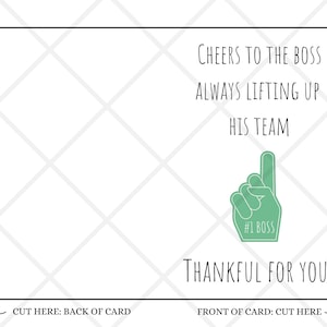 Cheers to the Boss Always Lifting up His Team 5x7 Inch Instant Download ...