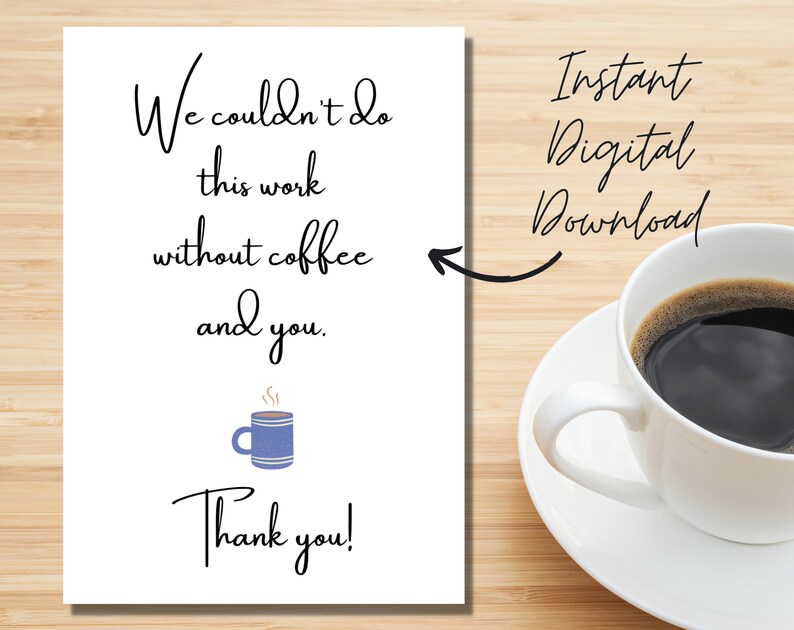 Thank You Coworker Employee Appreciation 5x7 Inch Card, Coffee and Work ...